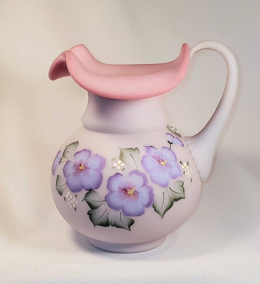FENTON Blue Burmese 7" Pitcher 95 Yr Anniv. - Etsy