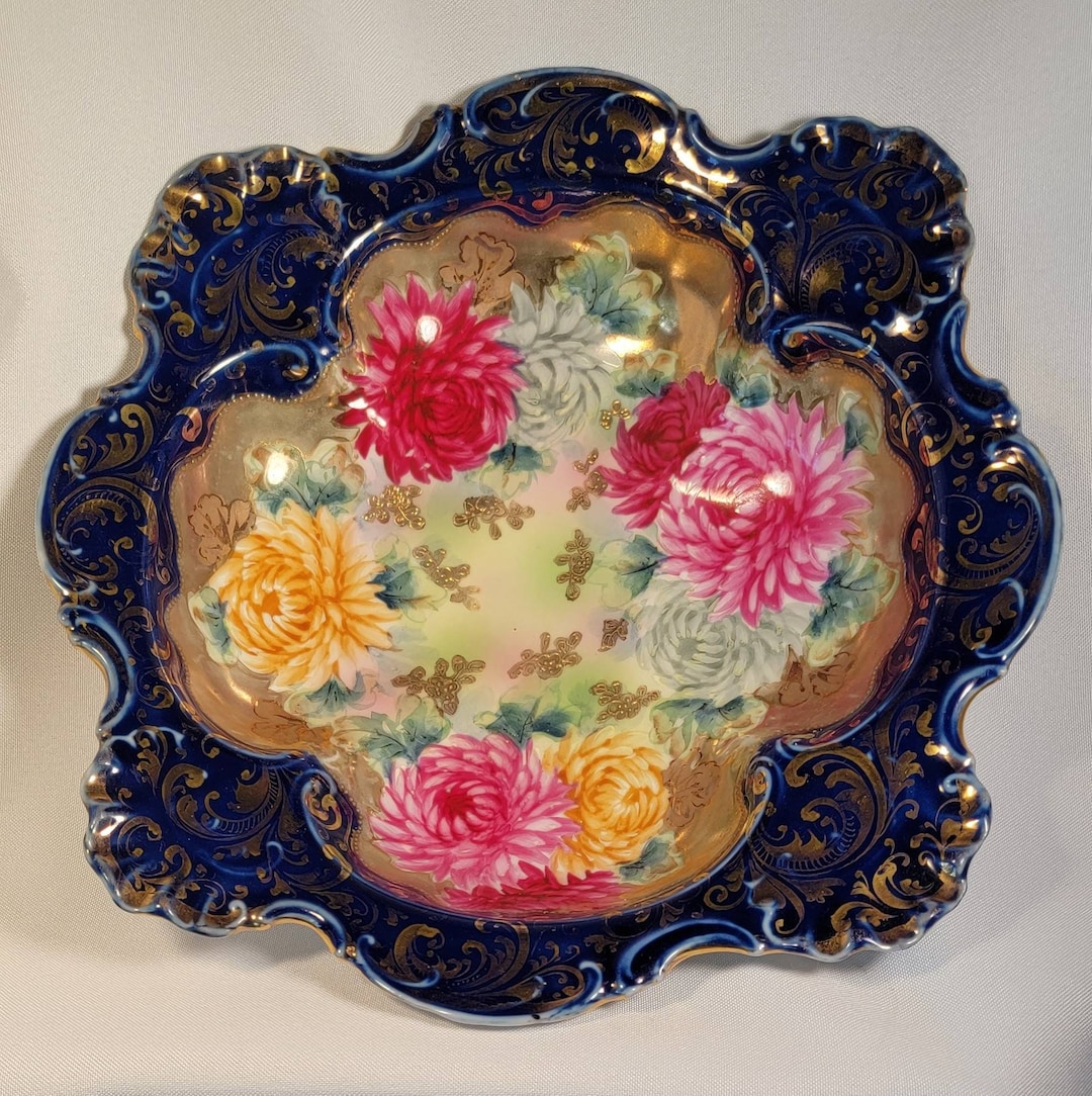 NIPPON Cobalt Mum Bowl C1891-1921. 11.5wx10.5lx3"h - Etsy