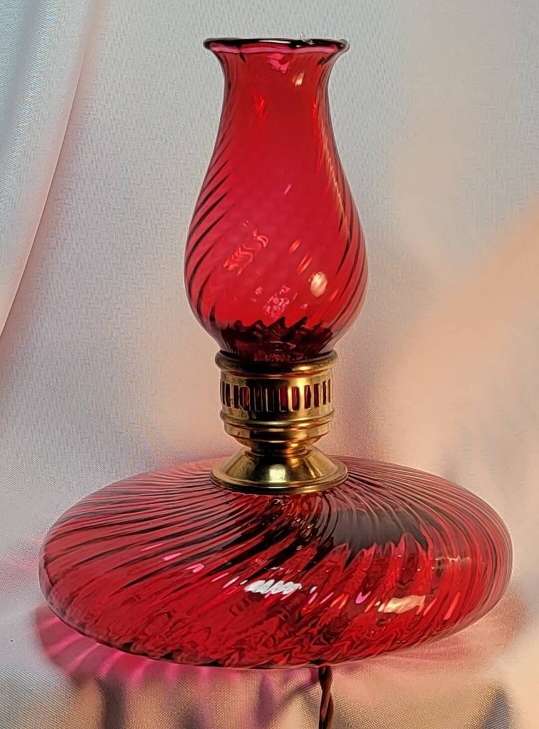 FENTON PANCAKE Boudoir Lamp. Cranberry. 300. - Etsy