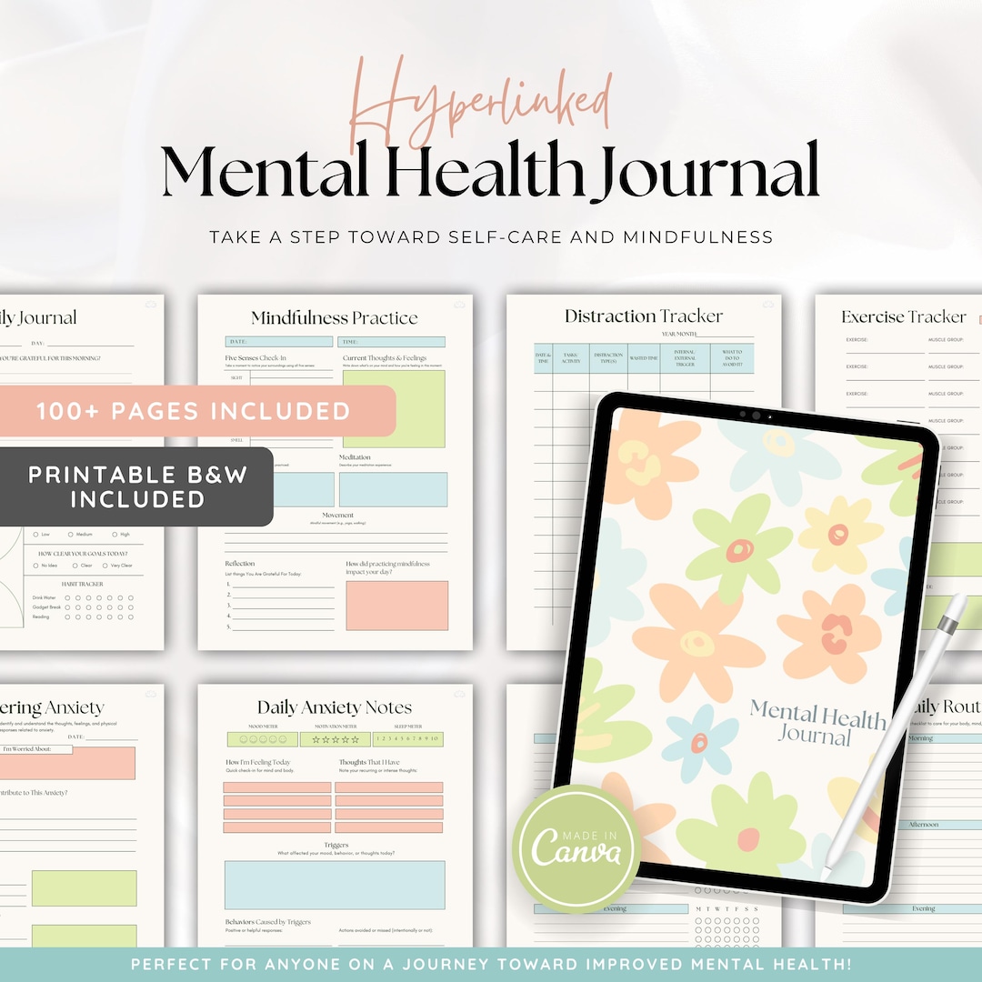 Cuaderno de autocuidado para la salud mental / Planificador de terapia ...