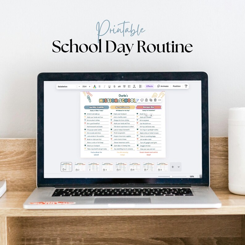 Editable School Day Checklist for Kids | Printable Routine Chart | Kids ...