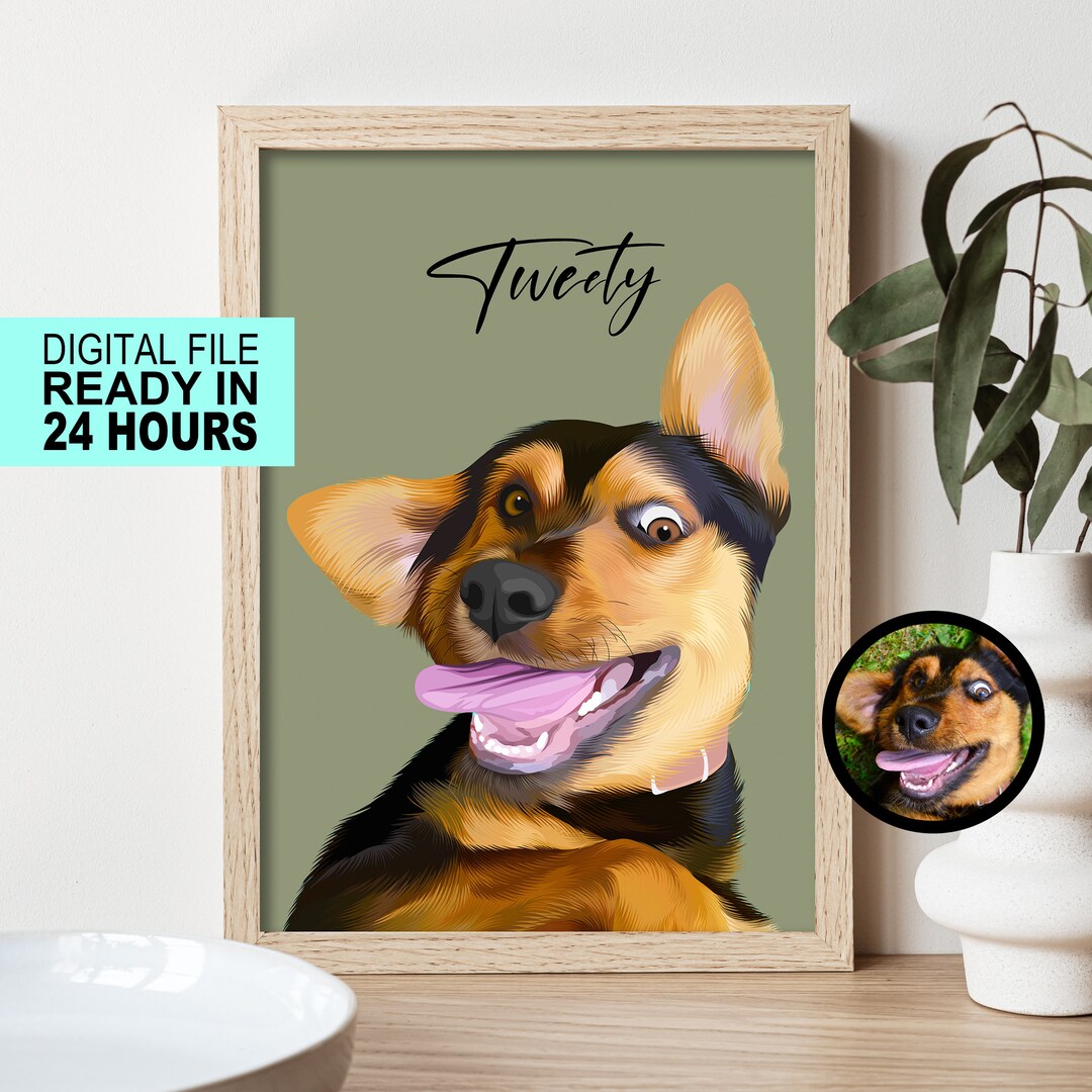 Custom Vector Pet Portrait Cat & Dog Portrait From Photo Pet Cartoon ...