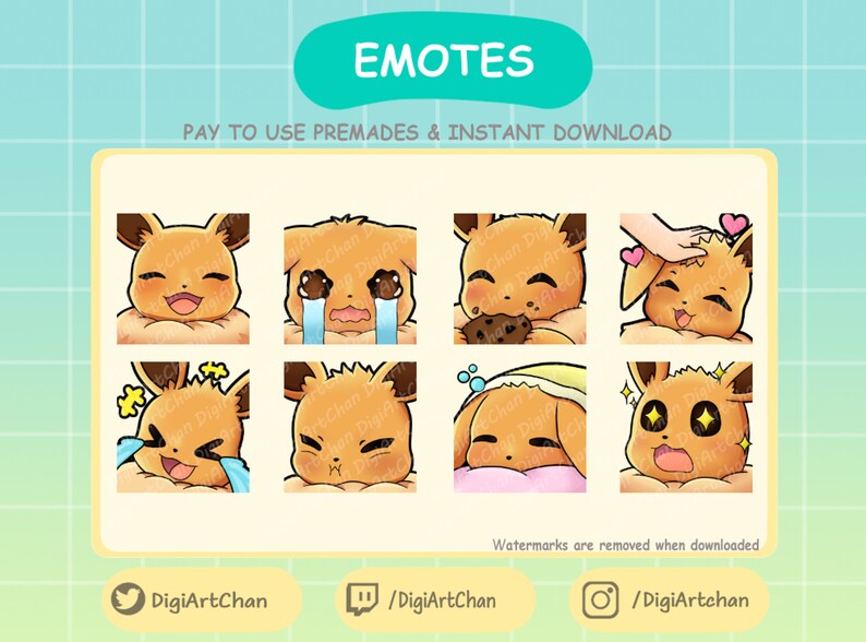 Eevee Emote Pack Premade for Twitch and Discord Download Digital Files ...