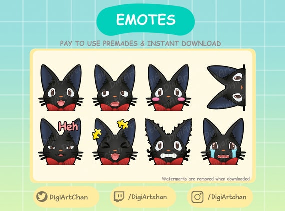 Jiji Cat Emote Pack Premade for Twitch and Discord Download | Etsy