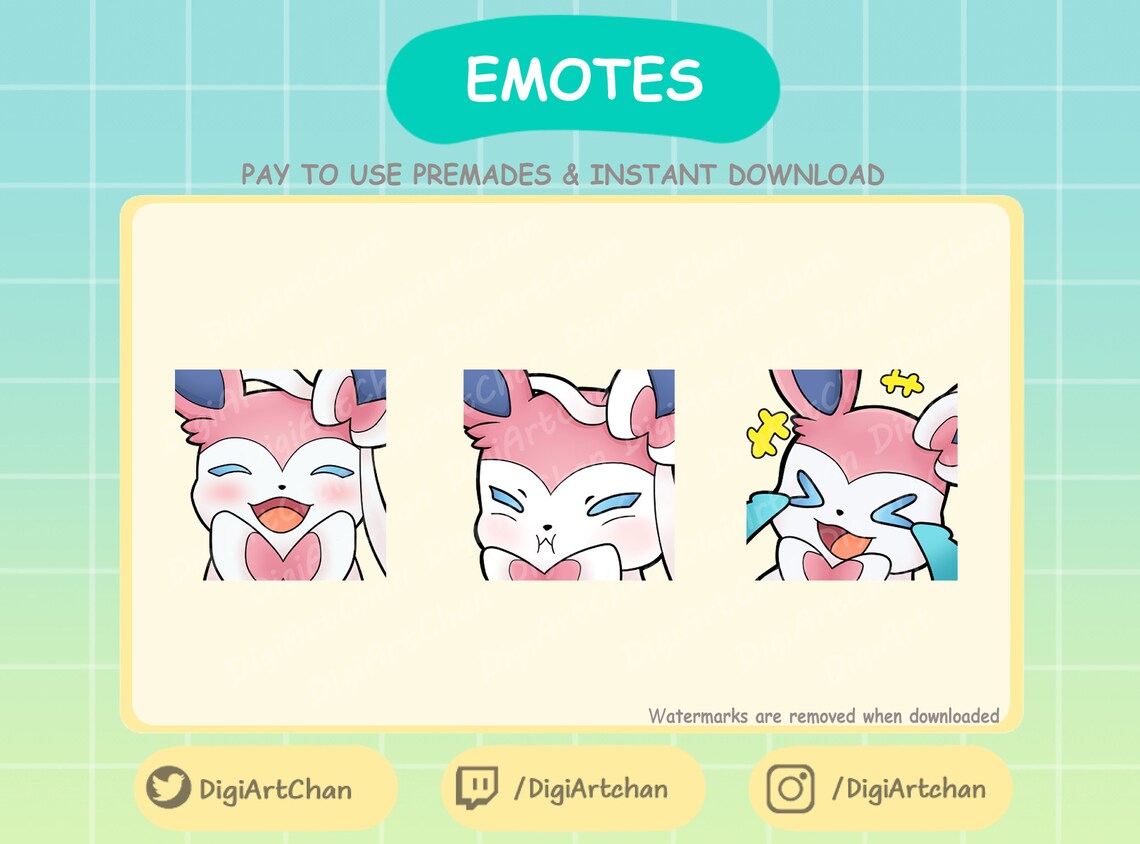Sylveon Emote Pack Premade for Twitch and Discord Download Digital ...