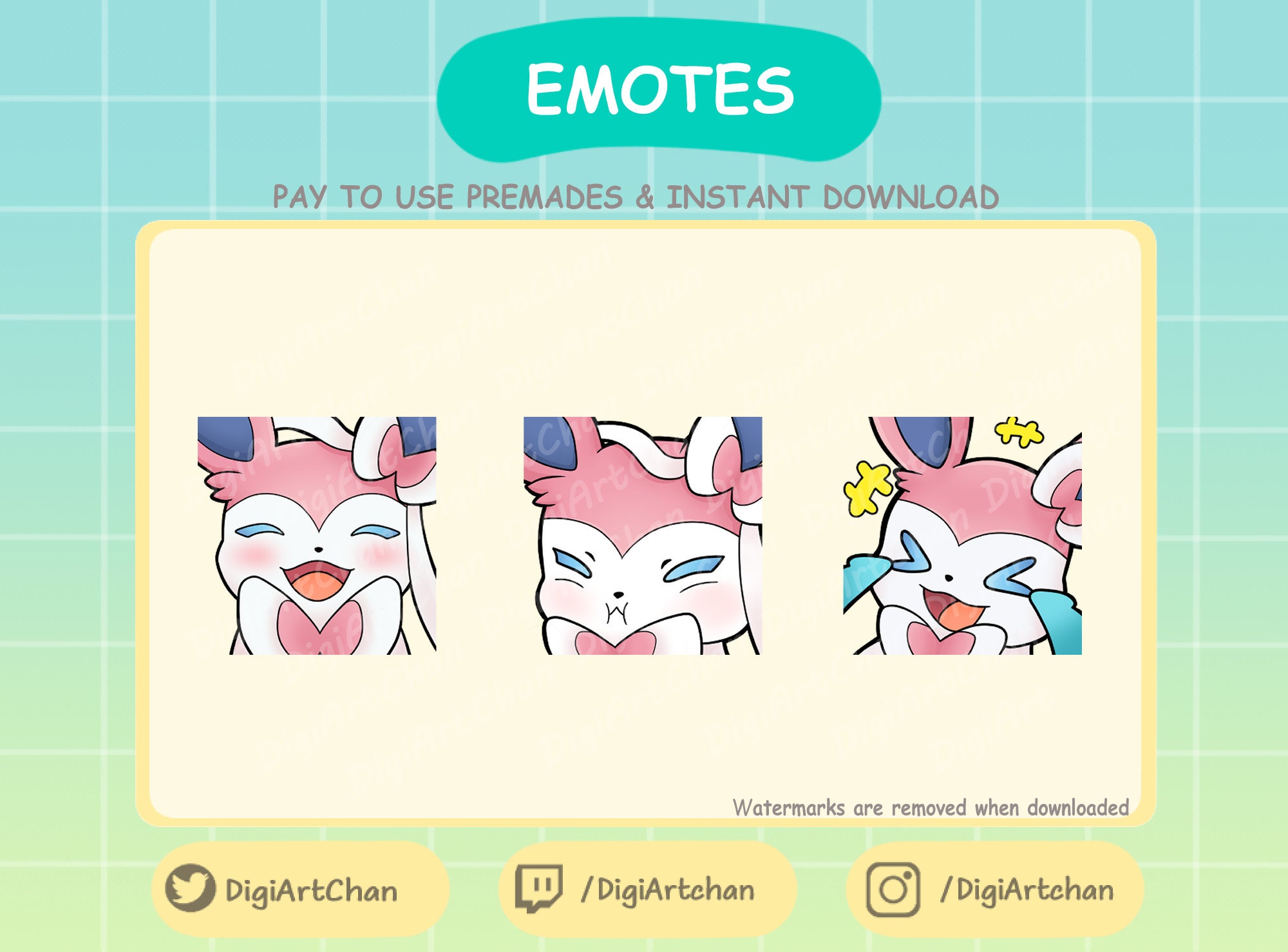 Sylveon Emote Pack Premade for Twitch and Discord Download Digital ...