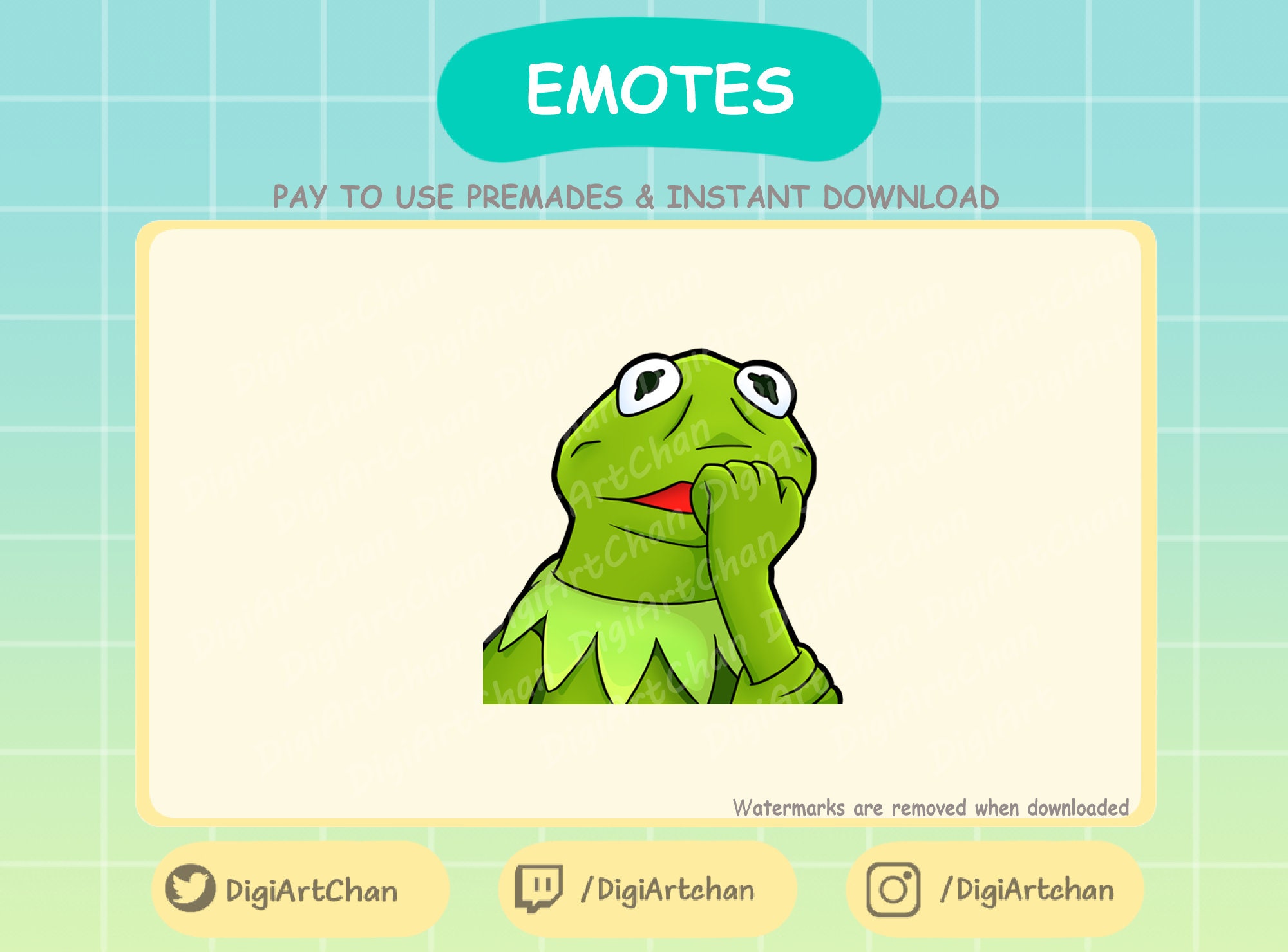 Kermit the Frog Nervous Emote Premade for Twitch and Discord Download ...