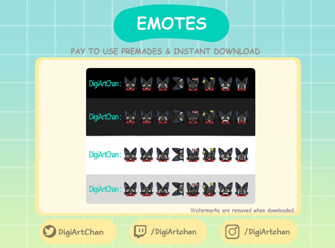 Jiji Cat Emote Pack Premade for Twitch and Discord Download Digital ...