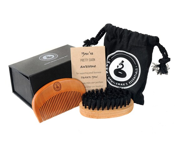 Beard Brush and Comb Set Gift Set for Men Luxury set in a | Etsy