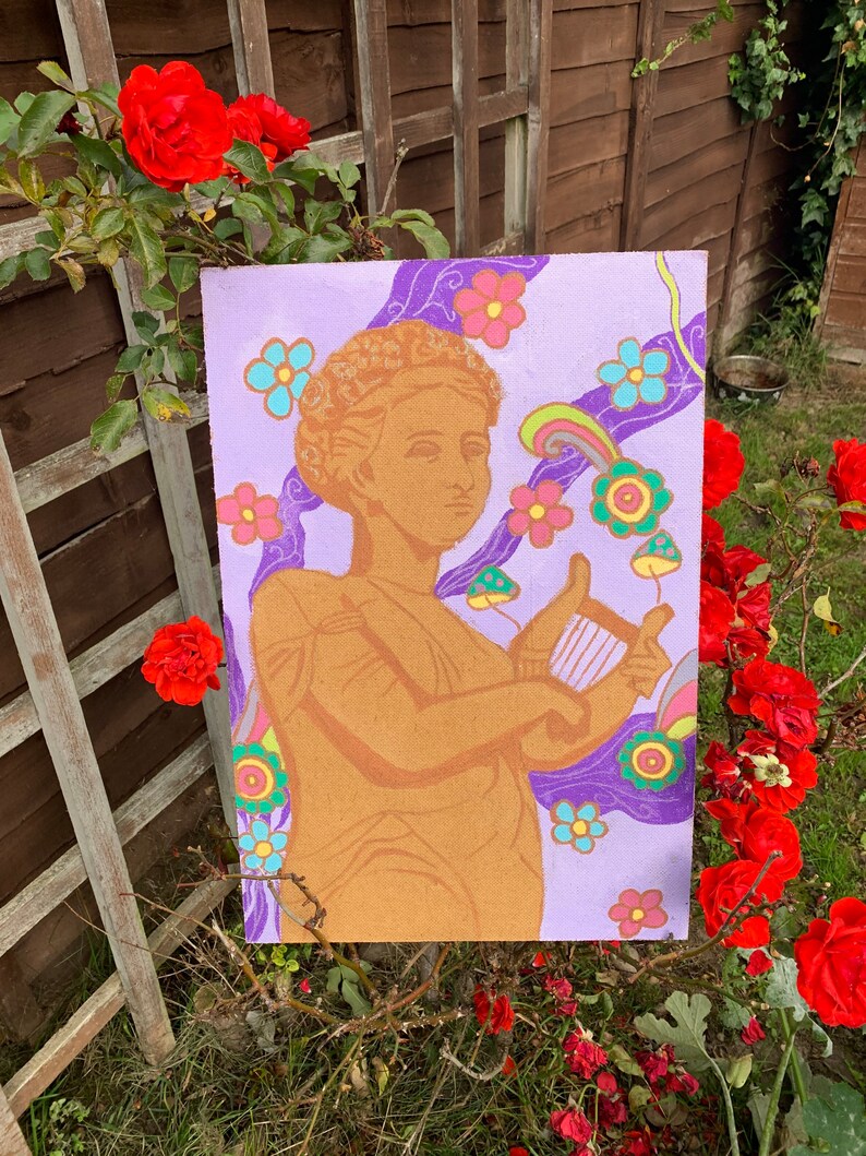 ORIGINAL Erato Greek Muse Patron of Lyric Poetry Statue Painting - Etsy