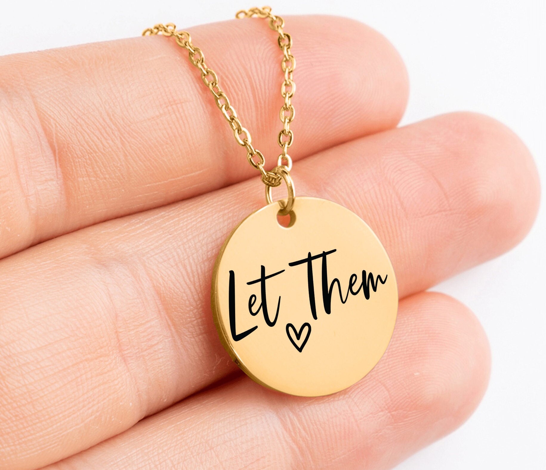 Let Them Necklace - 18k Gold Plated, Self Worth Jewelry, Motivational ...