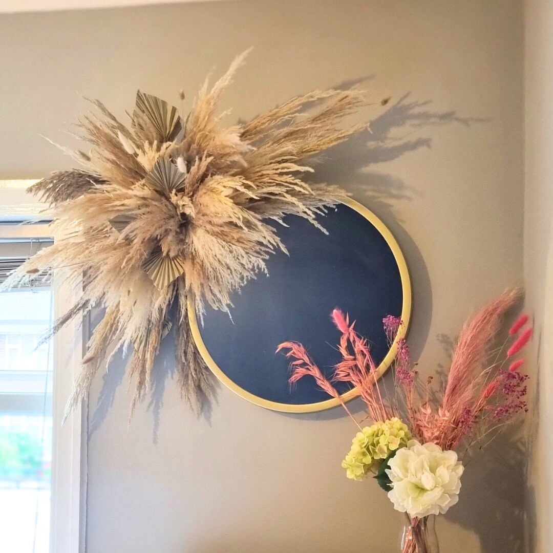 XL 100cm Pampas Wall Decor, Pampas Mirror Display, Salon Sign ...