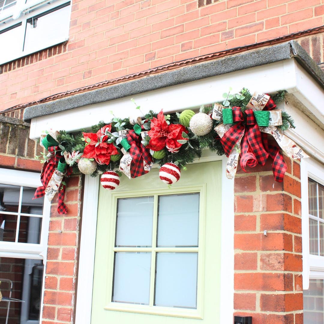 Luxury Christmas Garland, Red & Green Christmas Porch Garland, Outdoor ...