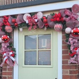 Red & White Candy Cane Garland/american Giant Candy Themed Christmas ...