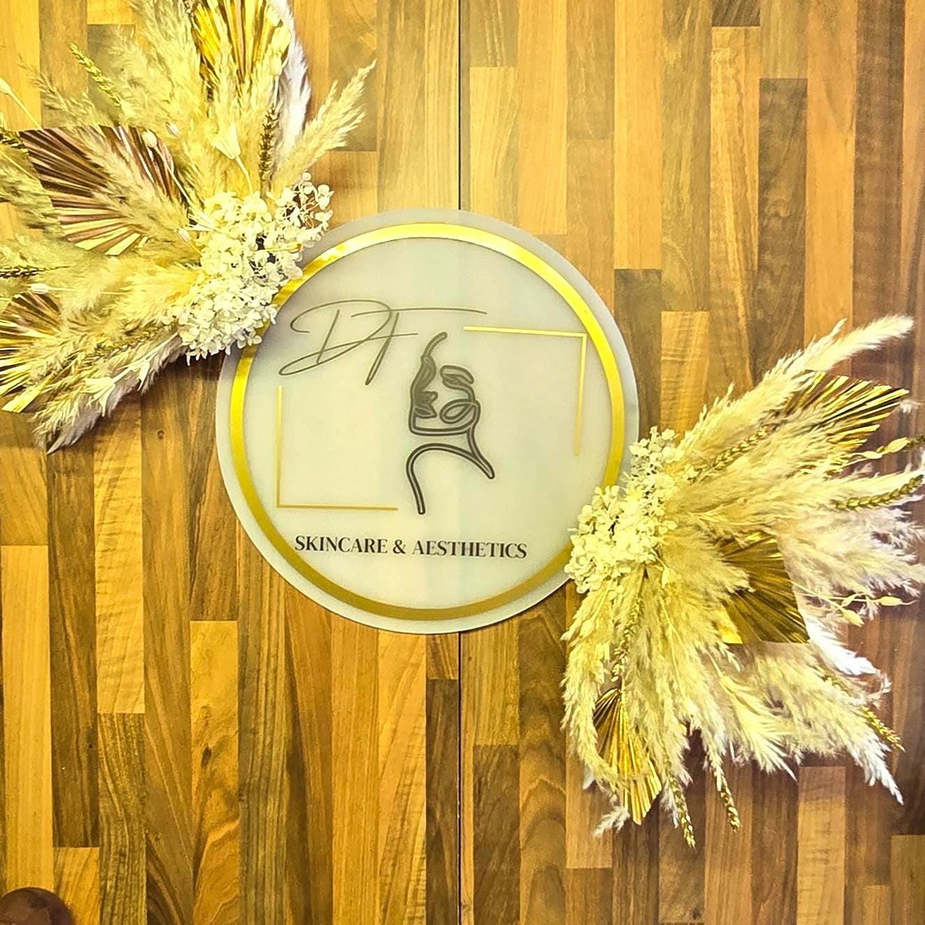Frosted Acrylic Custom Logo Sign With Matching Pampas Grass Wings ...