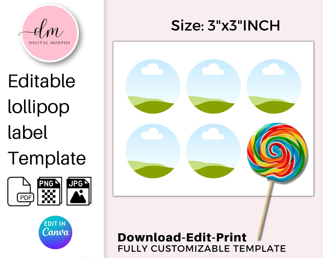 Editable Lollipop Label Template Lollipop Label Template SVG - Etsy