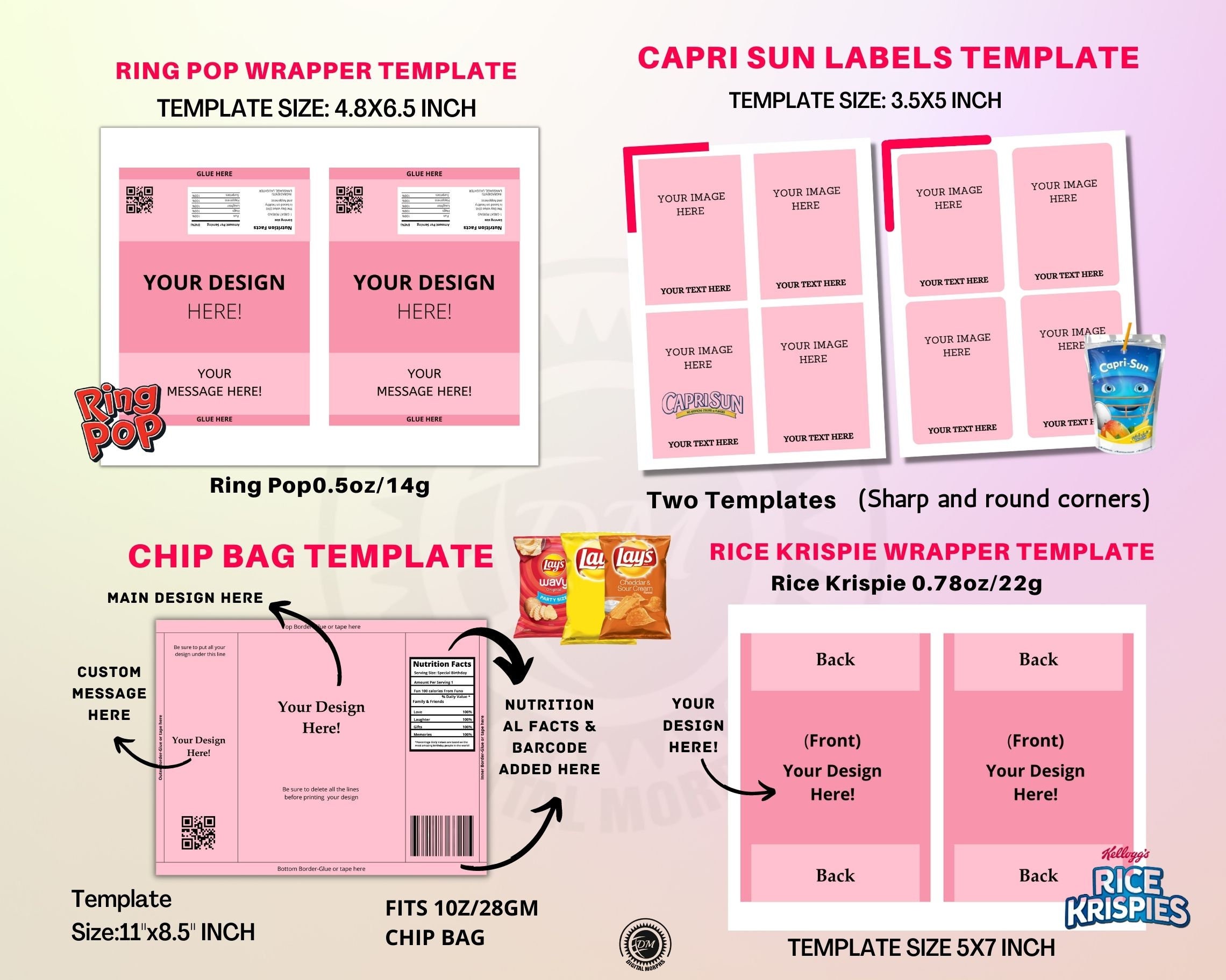 14 Party Favor Templates Template Bundle Party Favorschip Etsy