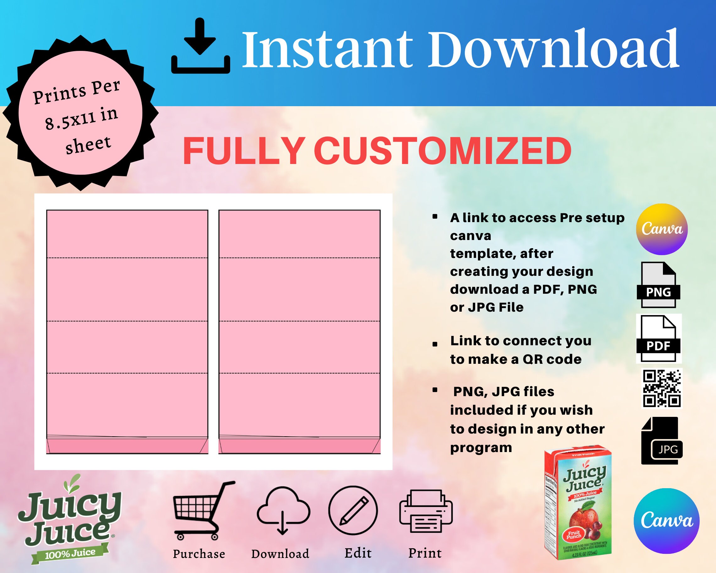 Juice Box Template Juice Box Wrapper Juice Label Template - Etsy Australia