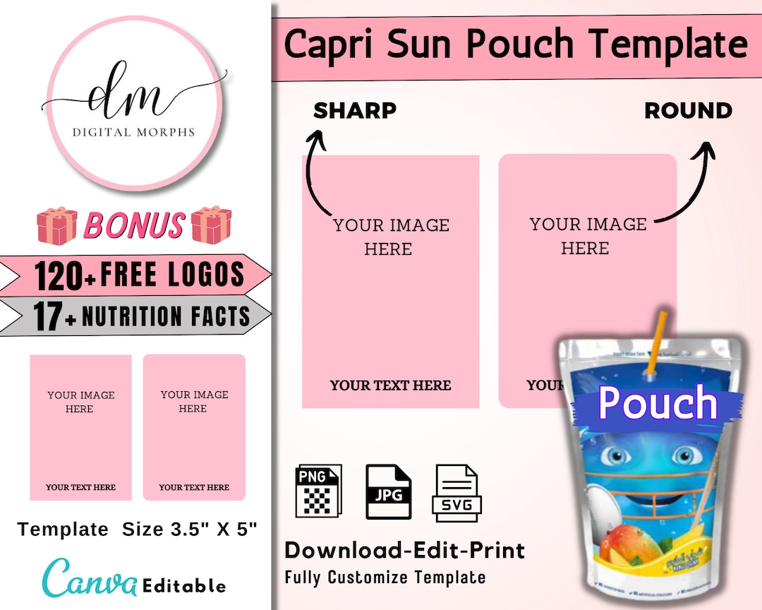 Capri Sun Labels Juice Labels Capri Sun Template Capri - Etsy Finland