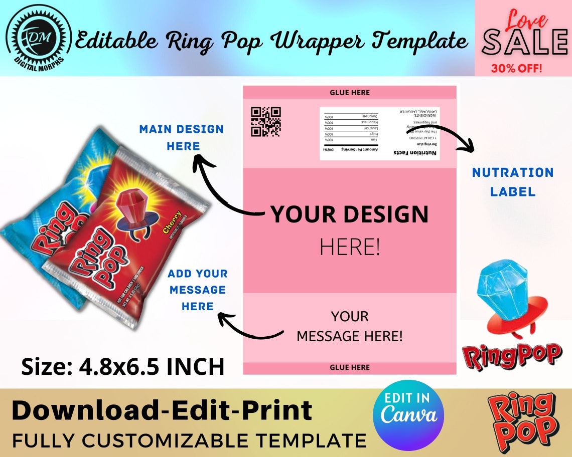 Ring Pop Template Ring Pop Wrapper Ring Pop Wrapper - Etsy Ring Pop Template Ring Pop Wrapper Ring Pop Wrapper - Etsy