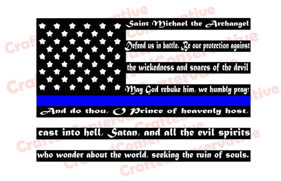Thin Blue Line Flag With St. Michael Prayer SVG and PNG - Etsy