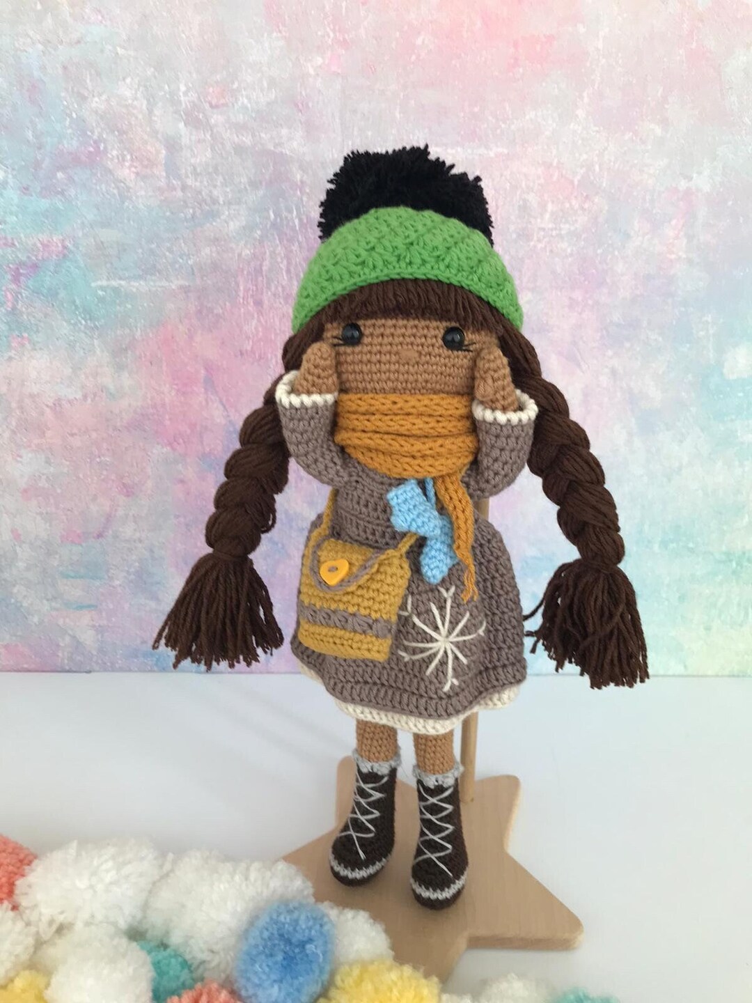 Dark Skin Crochet Doll, Handmade Doll, Amigurumi Doll, Crochet Princess ...