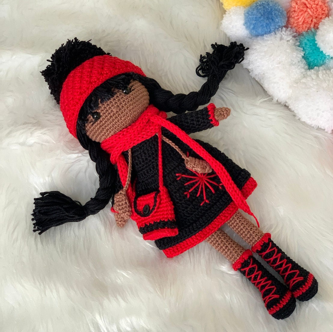 Dark Skin Doll African American Doll Red Dressed Doll Black - Etsy