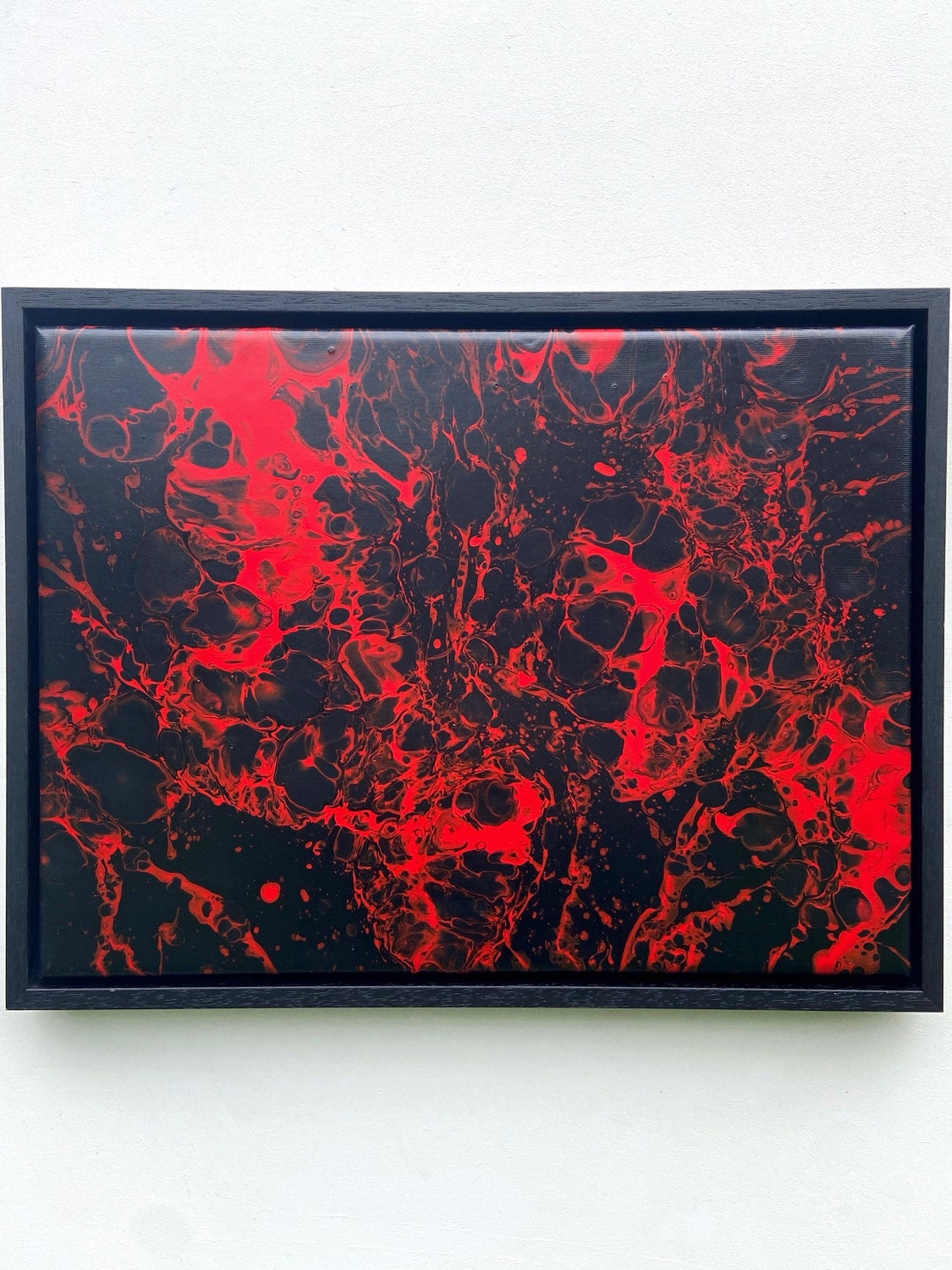 Red Acrylic Pour Painting, Original Fluid Art, Abstract Artwork ...