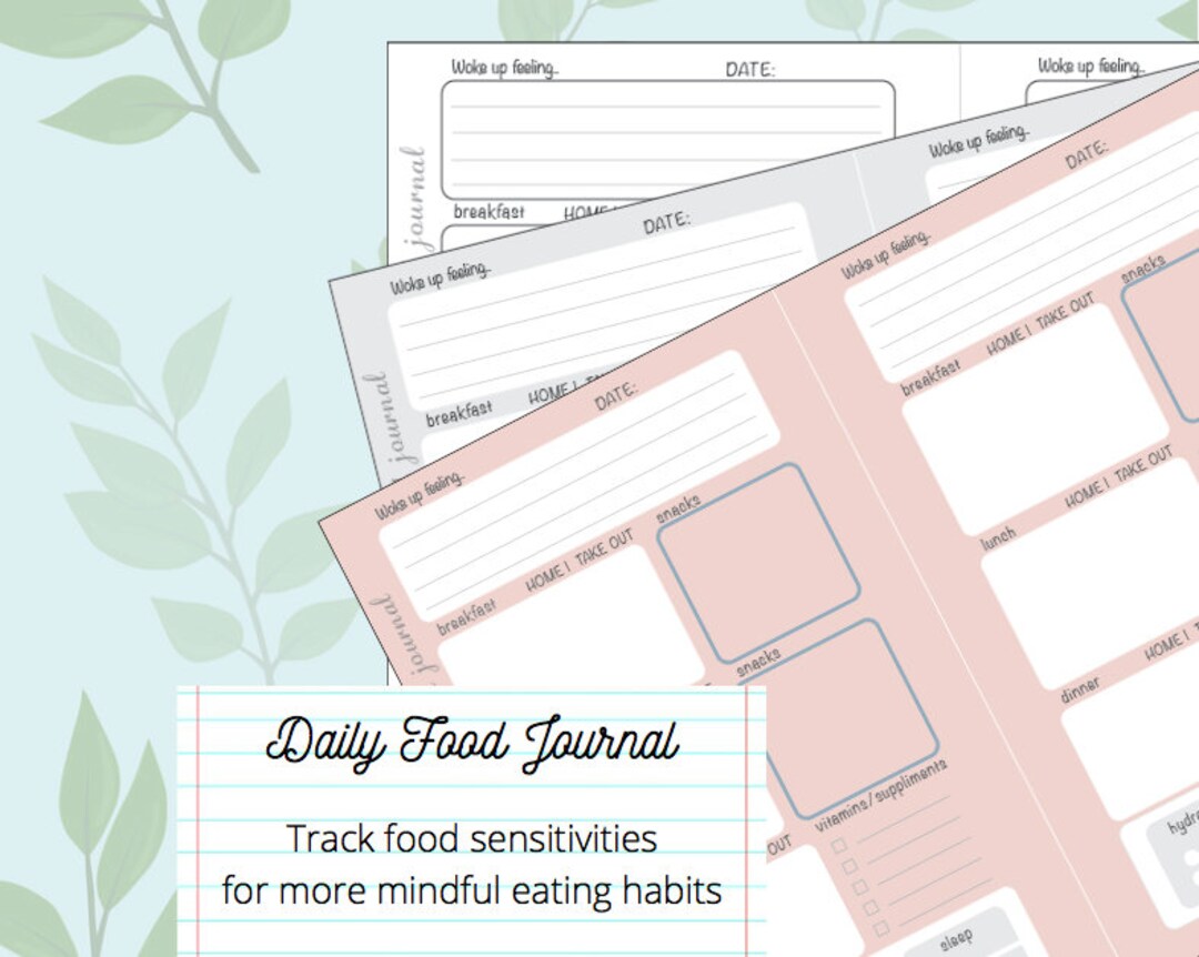 Digital Printable Daily Food Journal, Meal Planner, Food Sensitivity ...