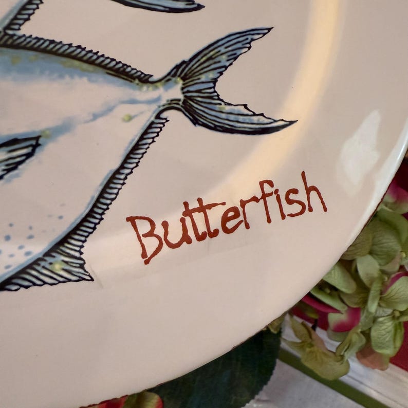 Mud Pie Butterfish 10.5” Plate Coastal Sea Beach Decor Display Wall Art ...