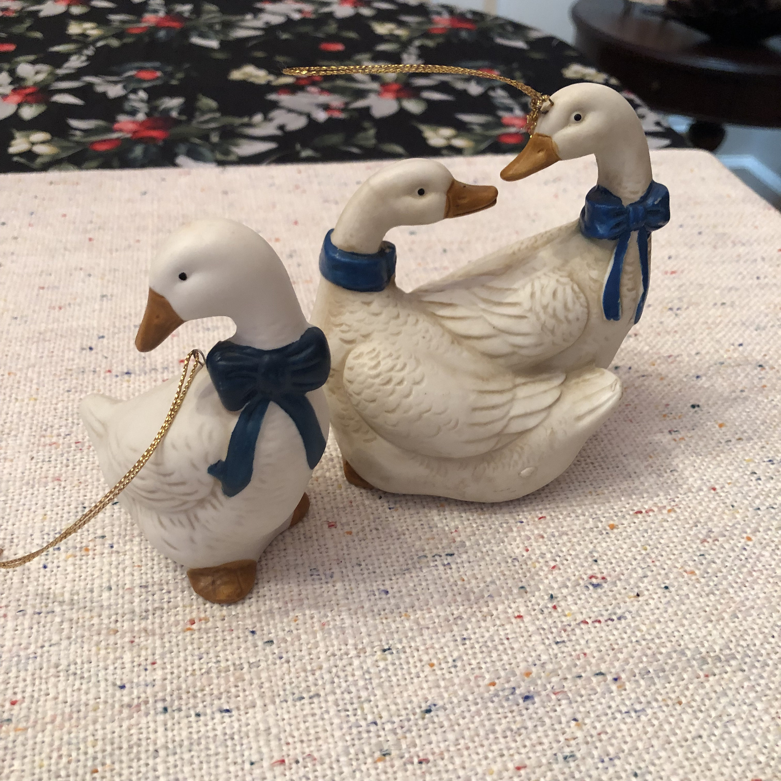 Vintage Geese Goose Porcelain Figurines Holiday Christmas Ornaments ...