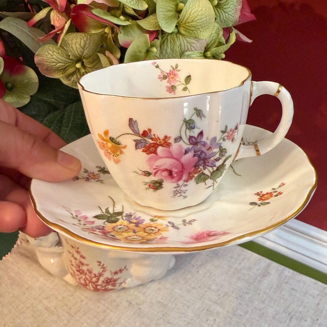 Vintage Royal Crown Derby Tea Cup & Saucer Floral Derby Posies Pattern ...