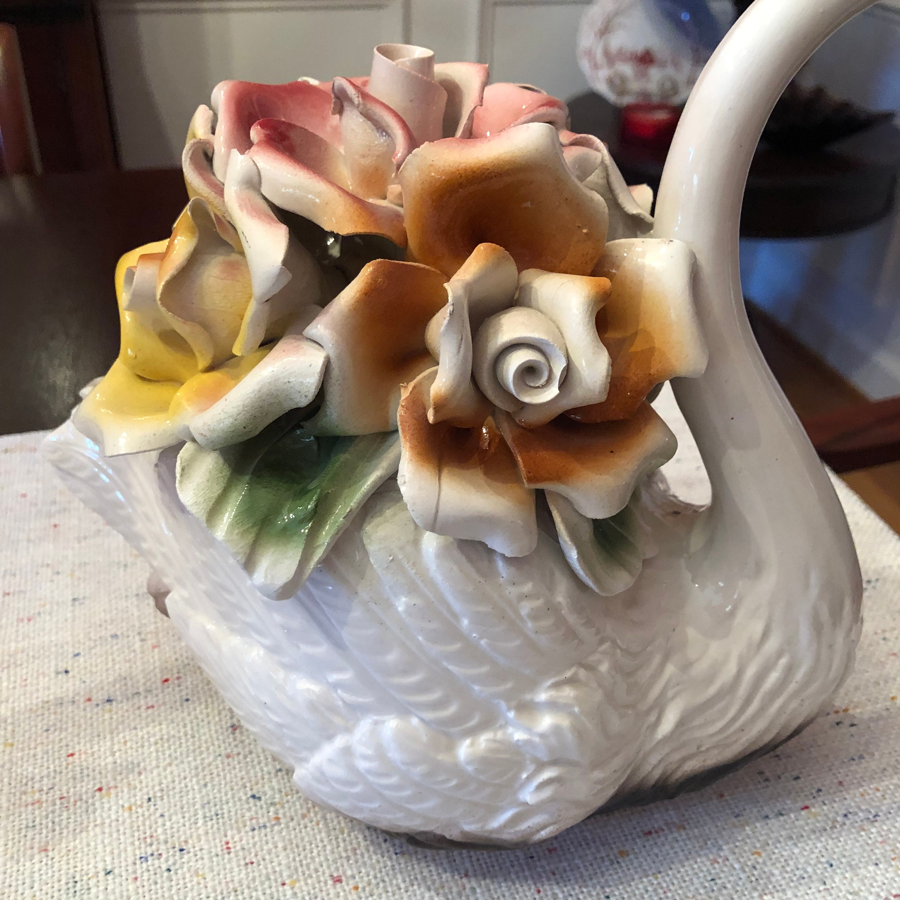 Vintage Italian Capodimonte Swan Figurine With Roses - Etsy