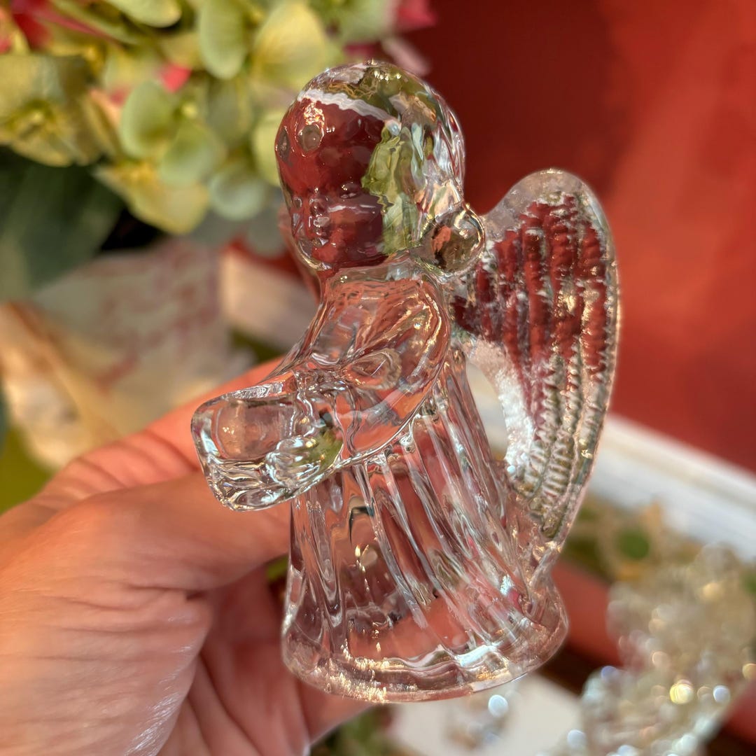 Vintage Clear Glass Crystal Christmas Angel Candle Holder Figurine - Etsy