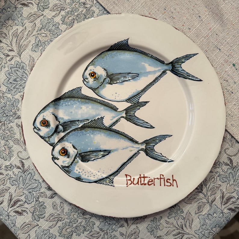Mud Pie Butterfish 10.5” Plate Coastal Sea Beach Decor Display Wall Art ...