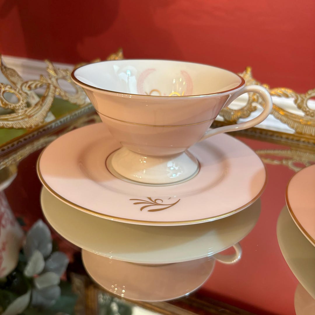 Vintage Royal Splendor by Fine Arts Fine China Pink Beige Footed Teacup ...