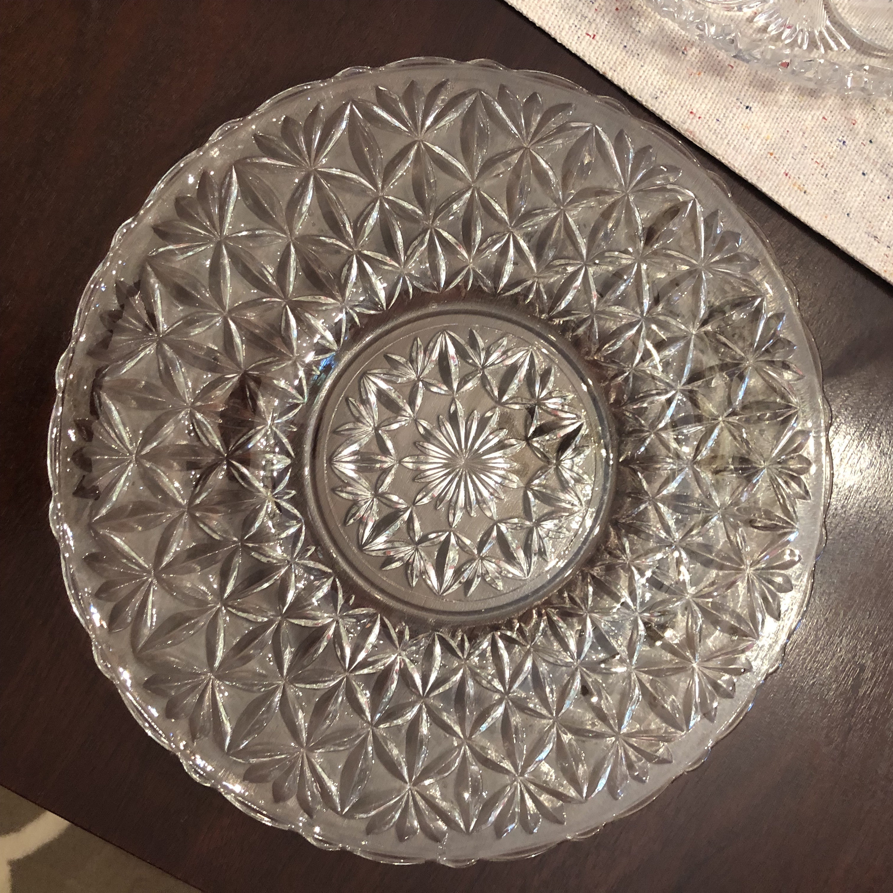 Vintage Anchor Hocking Clear Glass Sandwich Plate Depression Pressed ...