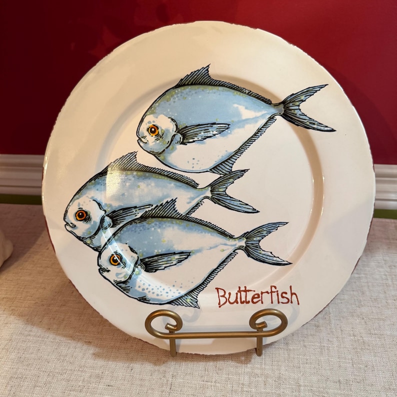 Mud Pie Butterfish 10.5” Plate Coastal Sea Beach Decor Display Wall Art ...