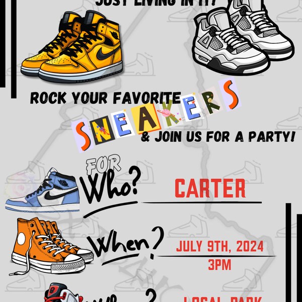Sneaker Invitation - Etsy