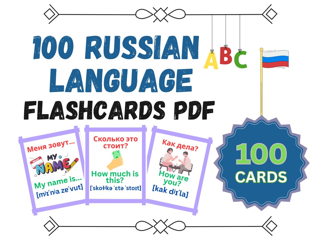 100 Russian Language Flashcards PDF – Cyrillic, English Translation ...