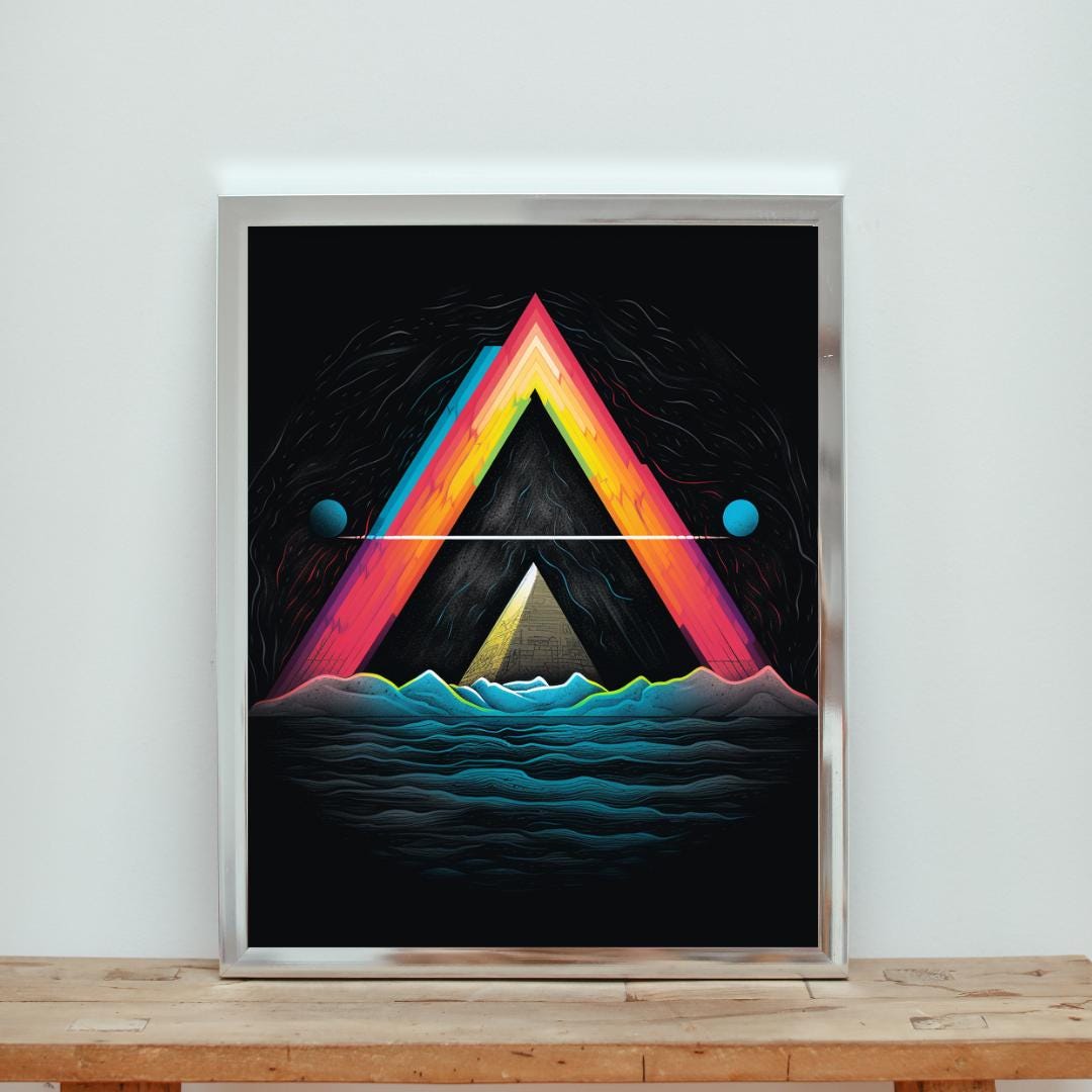 Pyramid Wall Art – Trippy Cosmic Landscape Digital Print | Abstract ...