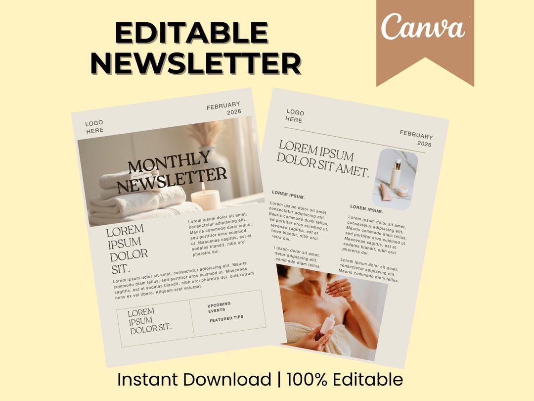 Editable Business Newsletter Template, Canva Newsletter, Digital ...