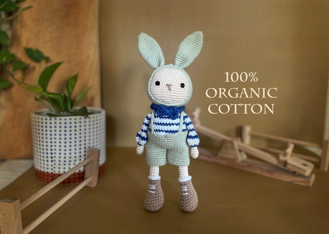 Organic Cotton Pink Rabbit Unique Handmade Amigurumi Toy, Baby Sleeping ...