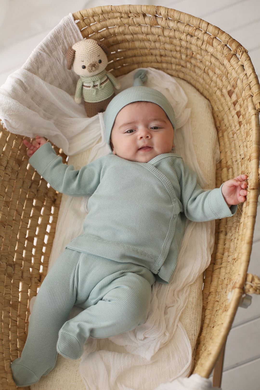 Newborn Baby Homecoming Outfit, 4 Pcs %50+50 Organic Cotton and Modal ...