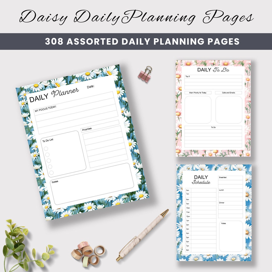 Daisy plan Your Day, Assorted Daily Planning Pages Printable, Schedule ...