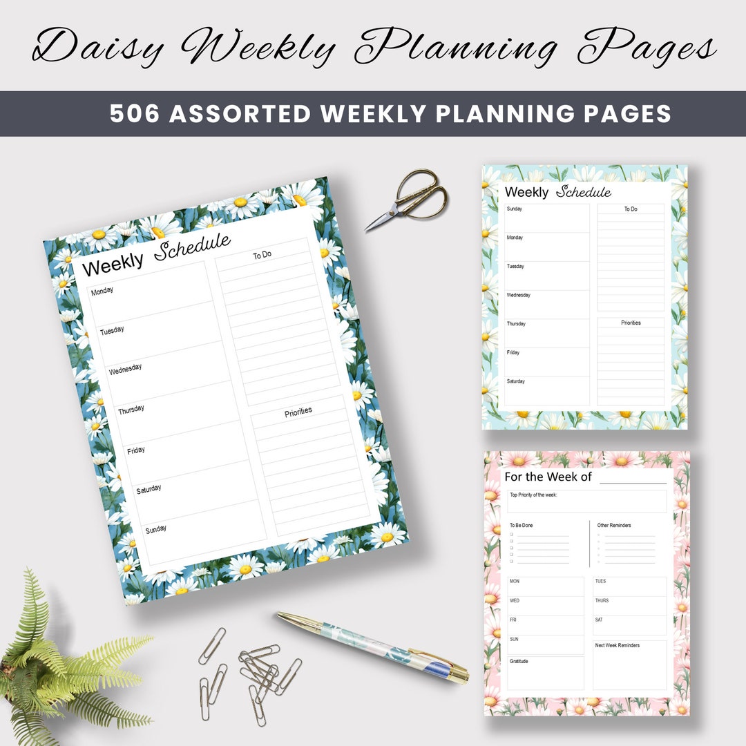 Daisy "plan Your Week", Assorted Weekly Planning Pages Printable ...