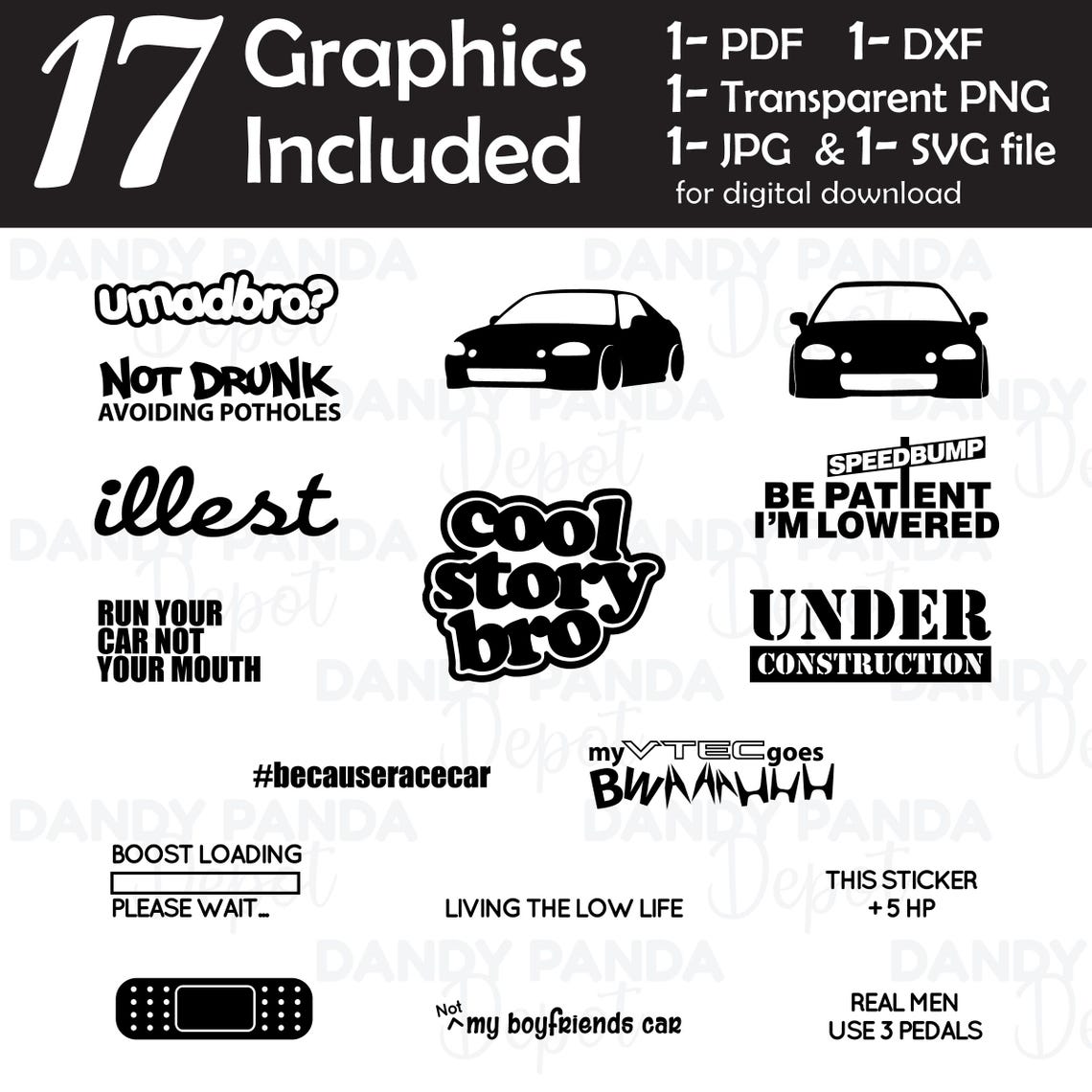 JDM Vehicle Car Decal Sticker Bundle Digital File Only (svg, Png, Jpg ...