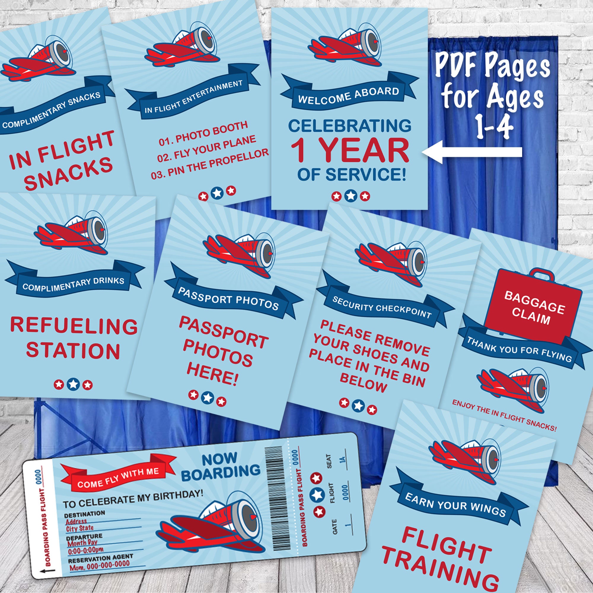 Retro Airline Birthday Party Bundle, Ages 1-4 (digital Files) - Etsy