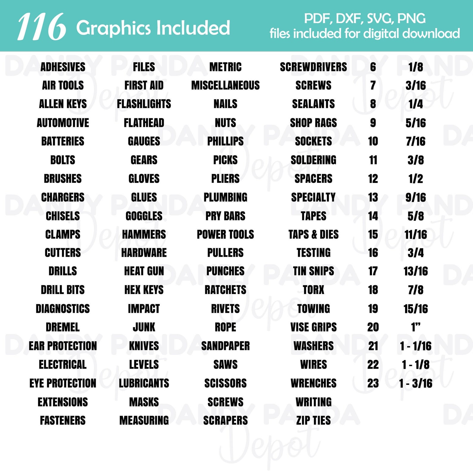 Toolbox and Socket Digital Label Kit Svg Dxf Png Pdf - Etsy
