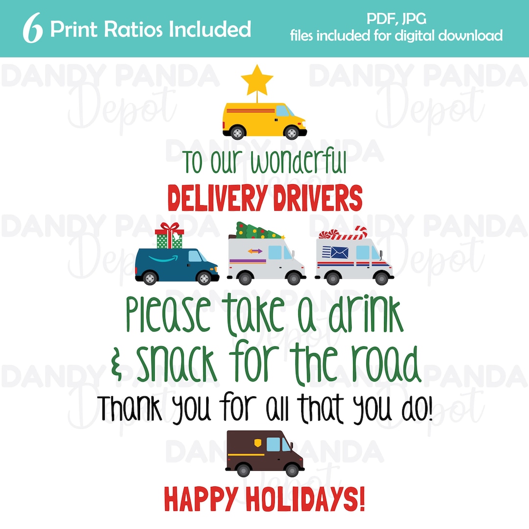 Delivery Driver Thank You Snacks Drinks Porch Sign for Christmas and ...